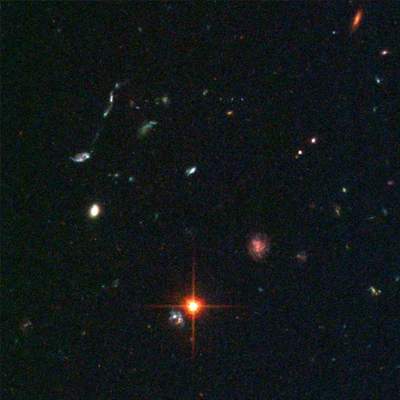 Merging Blue Galaxies (Details from Image of NGC 3370) | HubbleSite