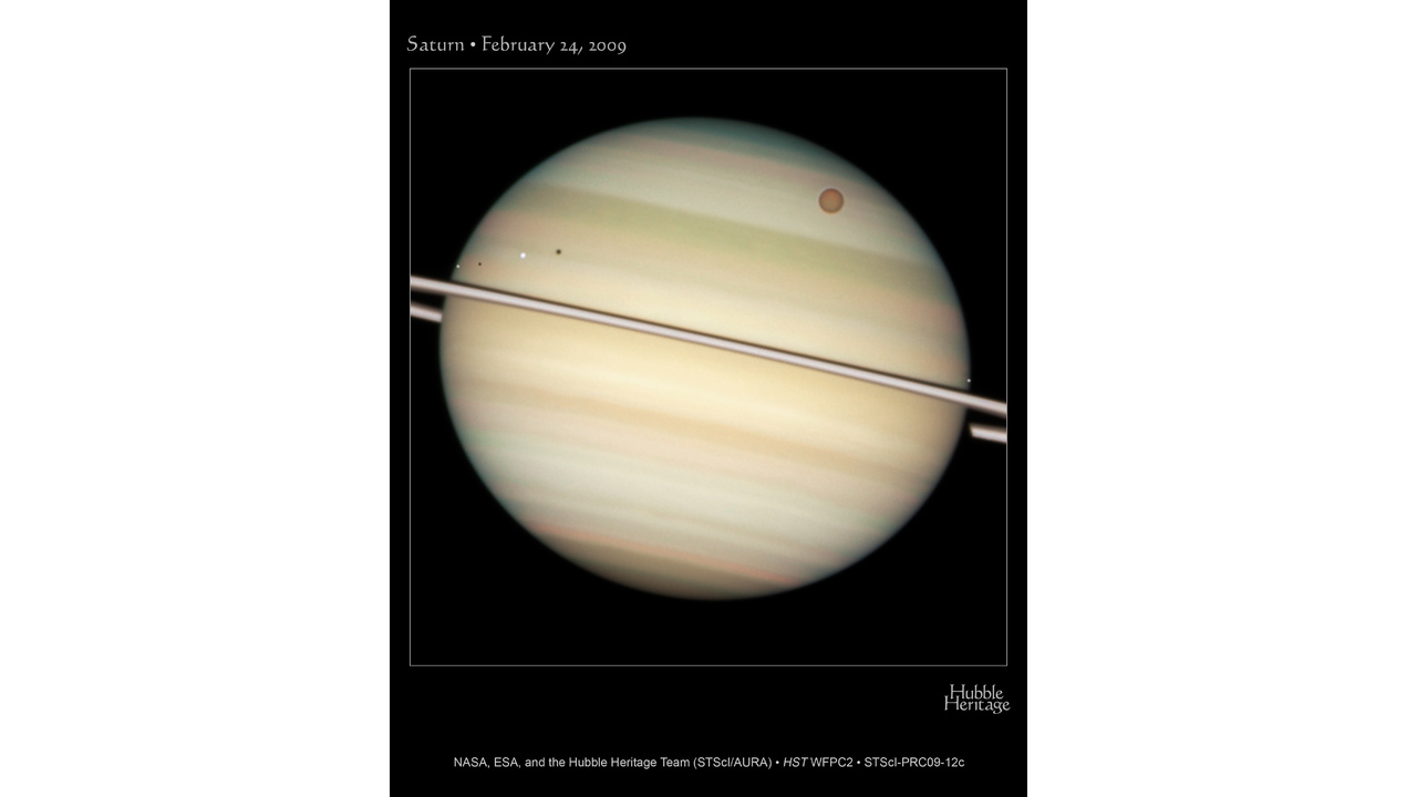 Closeup of Quadruple Saturn Moon Transit | HubbleSite