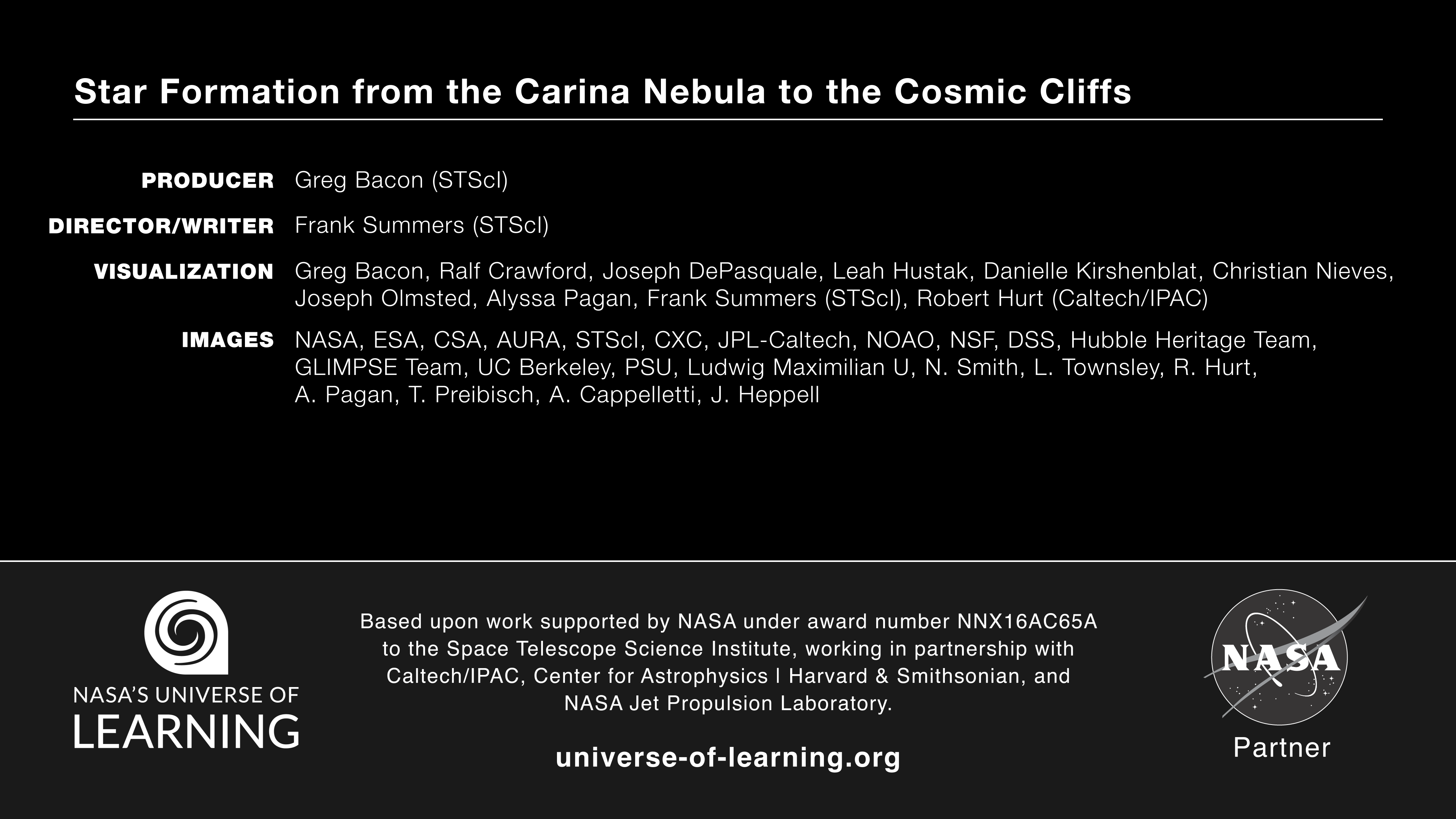 Star Formation from the Carina Nebula to the Cosmic Cliffs | NASA's UoL